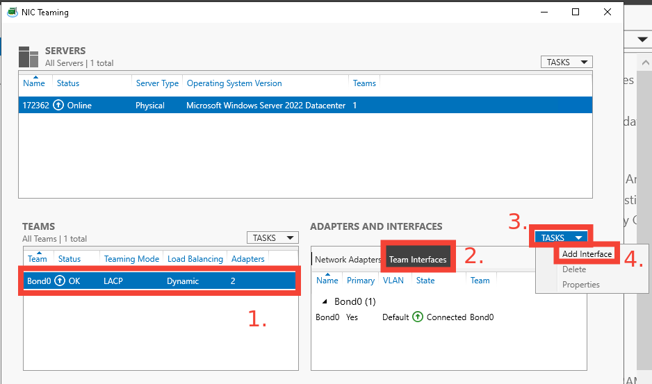 Configuring BOND and VLAN on Windows Server